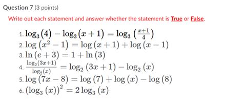 Solved Question 7 3 Points Write Out Each Statement Chegg Com