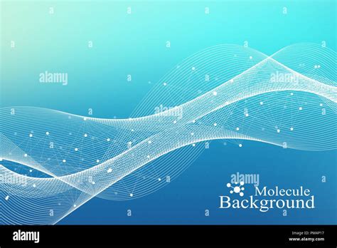 Geometric Abstract Background With Connected Lines And Dots Wave Flow Molecule And