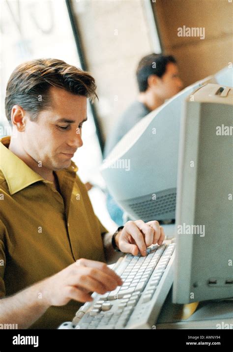Man Using Computer Stock Photo Alamy