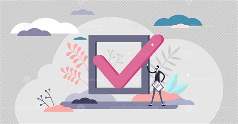 Checkmark Approval Concept Flat Tiny Person Vector Illustration Vectormine