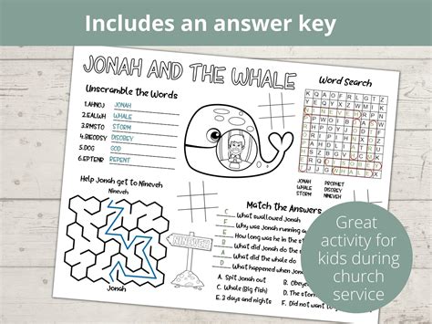 Jonah And The Whale Printable Activity Page Stored Up Treasure