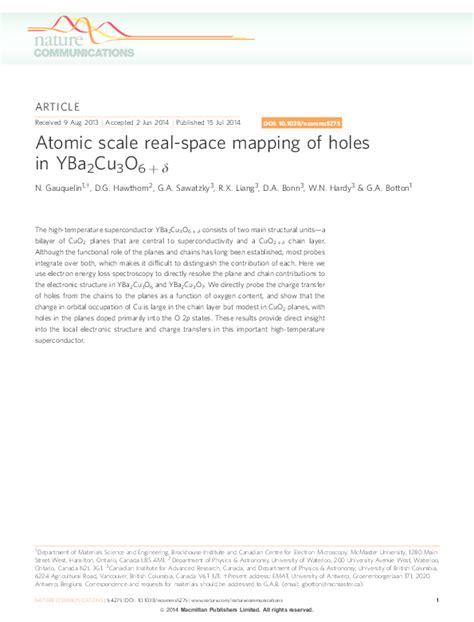 Pdf Atomic Scale Real Space Mapping Of Holes In Yba2cu3o 6 δ