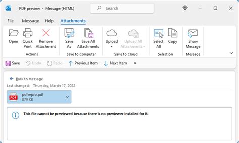 Outlook Pdf Preview Error This File Cannot Be Previewed Because There Is No Previewer Installed