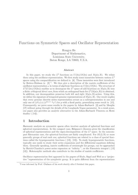 pdf functions on symmetric spaces and oscillator representationhongyu