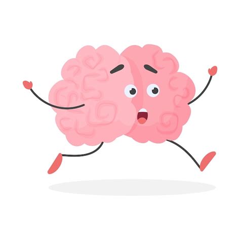 Premium Vector Cute Human Brain Character Running Funny Mascot In