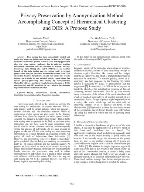 Privacy Preservation By Anonymization Method Accomplishing Concept Of Hierarchical Clustering