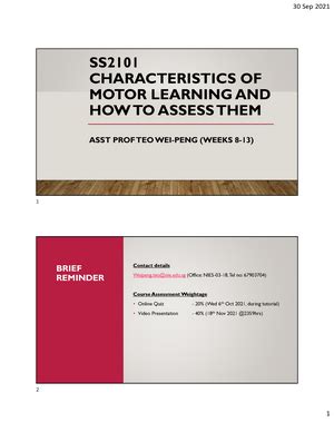 Motor Behaviour SS2101 Notes Defining Assessing Motor Learning Stages Of Motor Learning