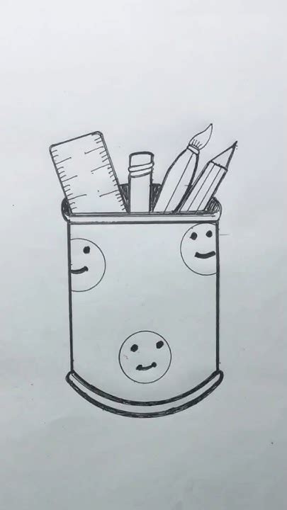 Pen Holder Drawing Easy Pencil Drawing Pen Stand Tutorial Youtube