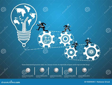 Vector Brainstorming Business Ideas The Concept Consists Of A Light