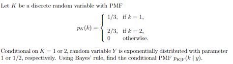 Solved Let K Be A Discrete Random Variable With Pmf