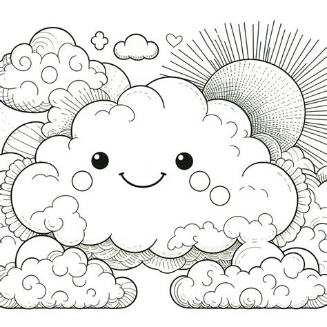 Desenho Infantil De Nuvem E Sol Para Colorir Ver E Fazer