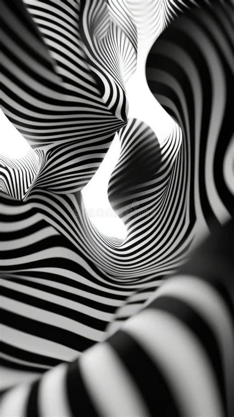 Abstract Black And White Wavy Pattern Optical Illusion Effect Modern Art And Design Concept