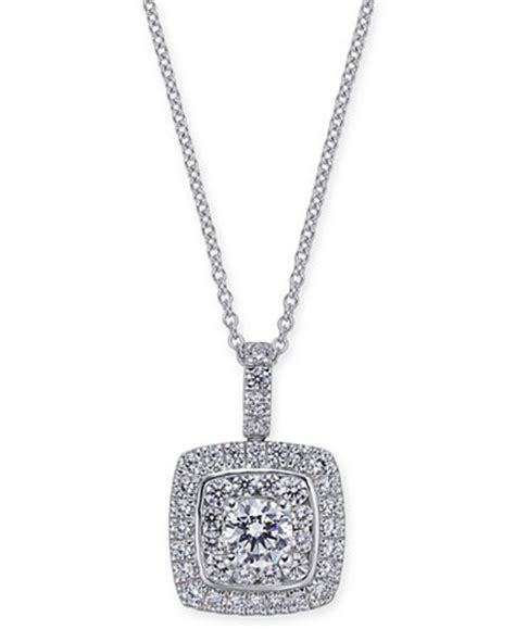 Diamond Square Pendant Necklace 1 14 Ct Tw In 14k White Gold