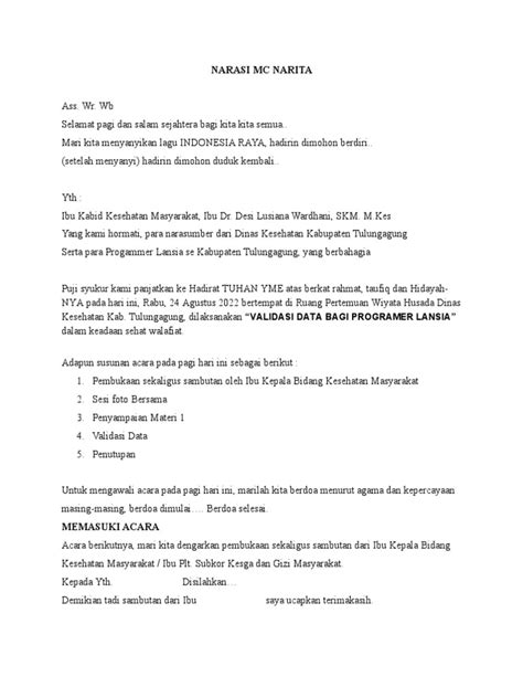 Narasi Mc Narita Validasi Data Bagi Programer Lansia Pdf