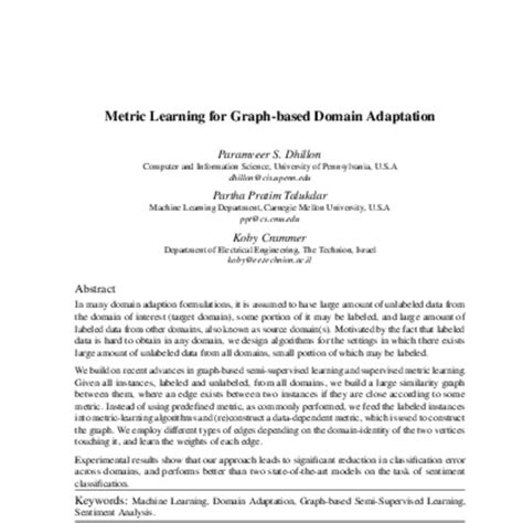 Metric Learning For Graph Based Domain Adaptation Acl Anthology
