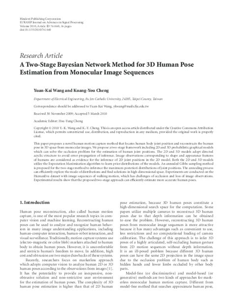 Pdf A Two Stage Bayesian Network Method For 3d Human Pose Estimation