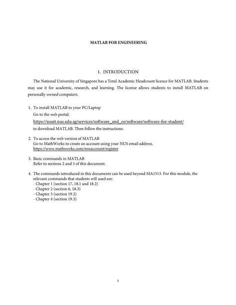 Matlab For Engineering Matlab For Engineering 1 Introduction The