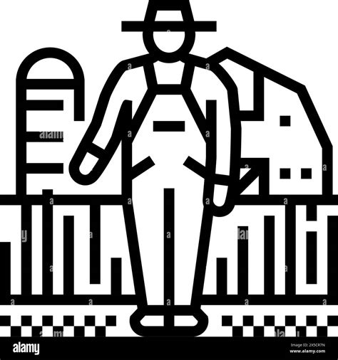 Farm Field Farmer Line Icon Vector Illustration Stock Vector Image