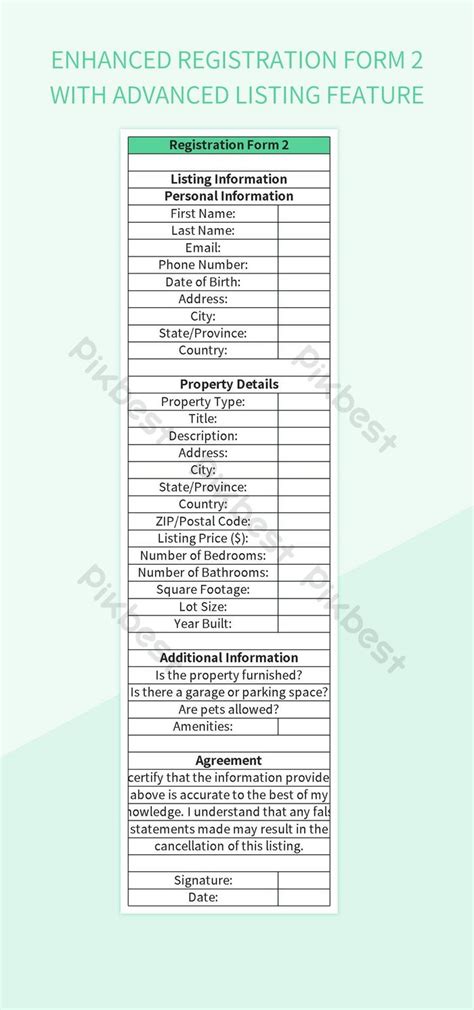 Enhanced Registration Form 2 With Advanced Listing Feature Excel