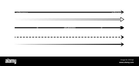 straight long arrow navigation elements vector flat illustration set
