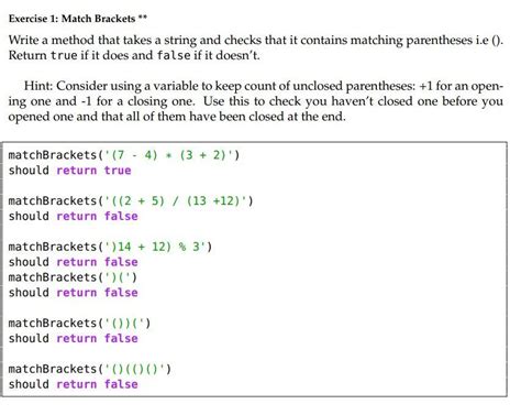 Solved Exercise 1 Match Brackets Write A Method That