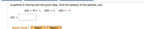 [solved] a particle is moving with the given data find t