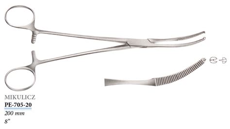 Pe 705 20 Mikuliczs Peritoneum Forceps Curved1x2 Teeth 200 Mm