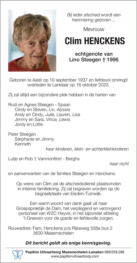 Clim Henckens † 16 10 2022 Inmemoriam