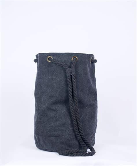 Grey Drawstrings Canvas Rucksack For Transport And Travel