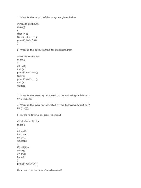 C Program Output Predictions And Analysis Pdf Pointer Computer