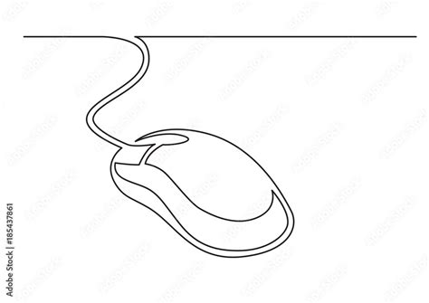 One Line Drawing Of Isolated Vector Object Wired Computer Mouse Stock Vector Adobe Stock