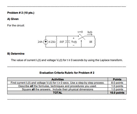 solved problem 2 10 pts a given for the circuit t 0