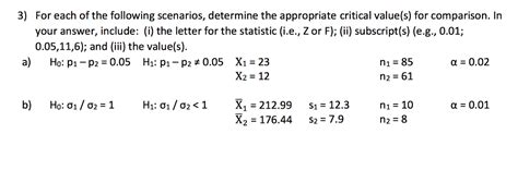 Solved For Each Of The Following Scenarios Determine The