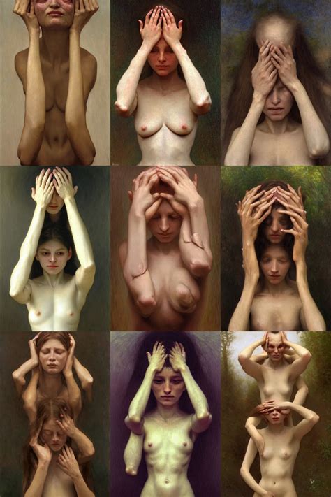 Photo Of A Alien Woman Holding His Head With Both Stable Diffusion OpenArt