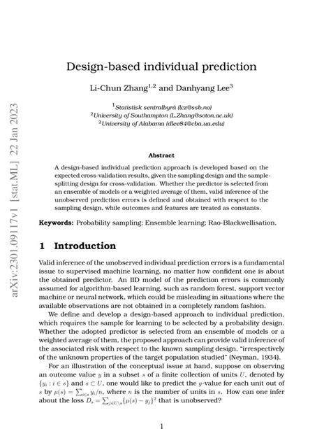 Design Based Individual Prediction Deepai