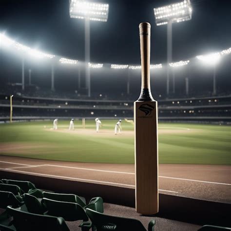 Premium Ai Image Photo Cricket Bat Stadium Night With Sport Light