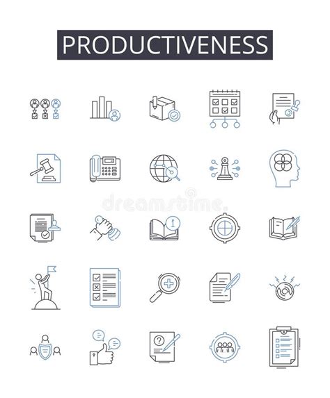 Productiveness Line Icons Collection Efficiency Effectiveness Productivity Capability