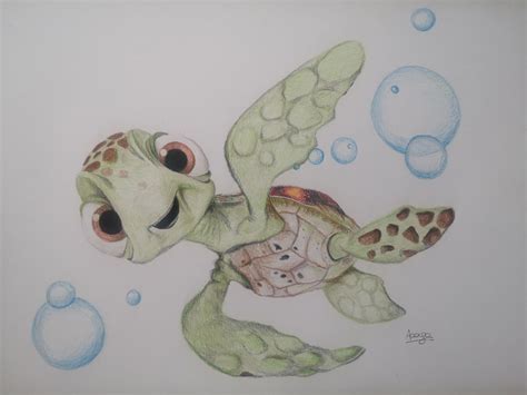 Squirt The Turtle Finding Nemo Hand Drawing Etsy