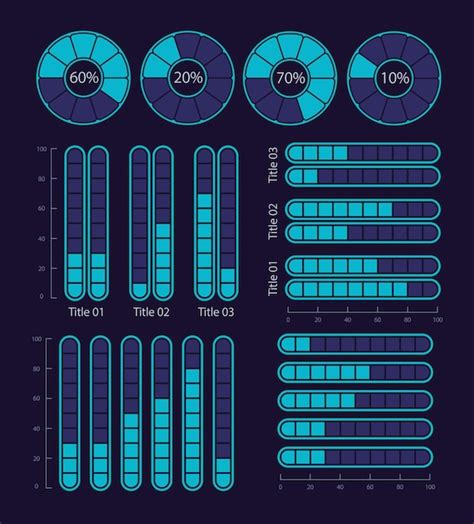 Premium Vector Big Data Analysis Report Infographic Chart Design Template Set For Dark Theme