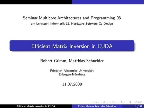 pdf efficient matrix inversion in cuda · pdf fileseminar