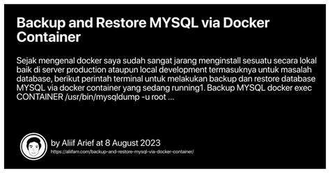 Backup And Restore Mysql Via Docker Container Aliif Arief Homepage