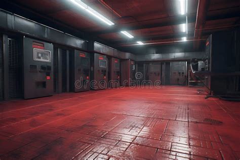 Data Processing Center Server Room In Red Light Stock Image Image Of