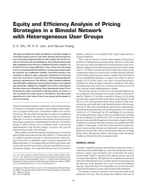 Pdf Equity And Efficiency Analysis Of Pricing Strategies In A Bimodal Network With