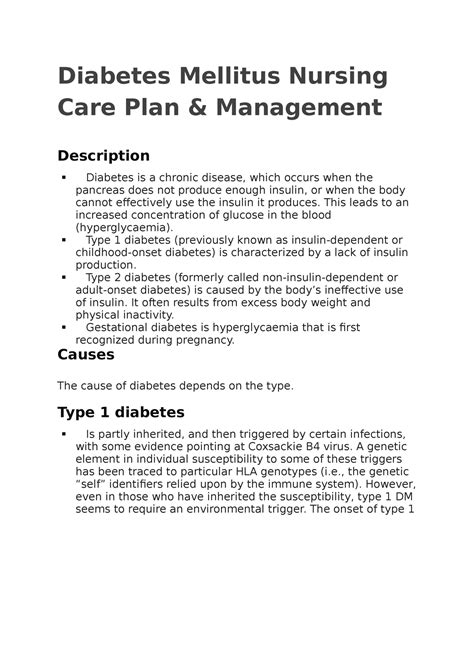 Care Plan On Diabetes Mellitus At Stephanie Gaspard Blog