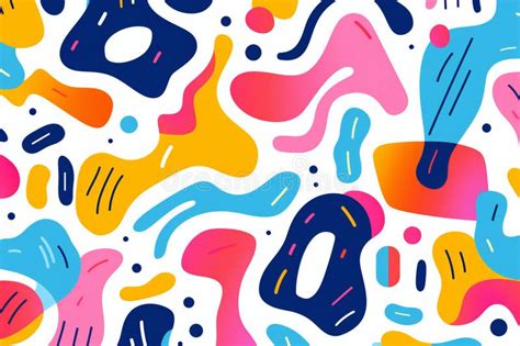 Colorful Abstract Doodle Shape Seamless Pattern Creative Minimalist Style Art Background