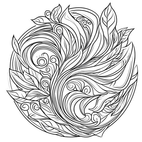 Intricate Floral Design Black And White Circular Pattern Zentangle Illustration Stock