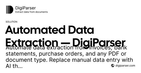 Automated Data Extraction From Pdfs And Documents Digiparser