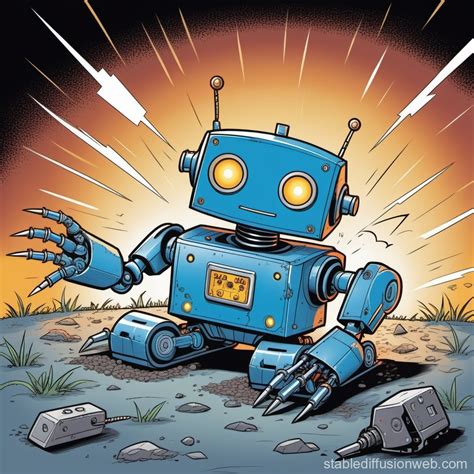 Malfunctioning Robot With Electricity Bolts Stable Diffusion Online