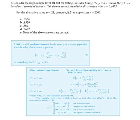 solved 5 consider the large sample level 01 test for