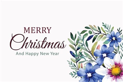 수채화 벡터 일러스트와 함께 메리 크리스마스 디자인 카드 템플릿 프리미엄 벡터